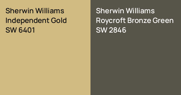 Sherwin Williams Independent Gold vs. Sherwin Williams Roycroft Bronze ...