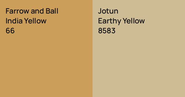 Farrow and Ball India Yellow vs. Jotun Earthy Yellow comparison