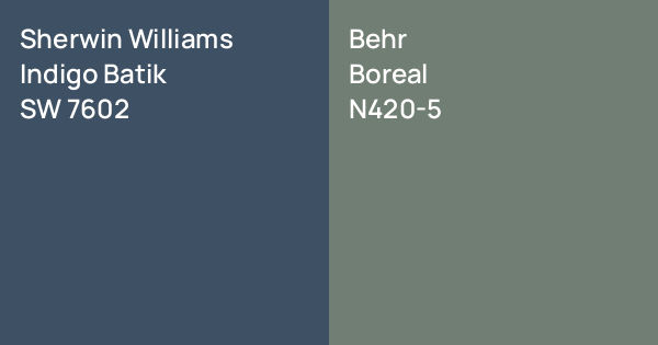 Sherwin Williams Indigo Batik vs. Behr Boreal comparison