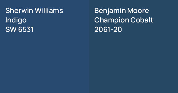 Sherwin Williams Indigo vs. Benjamin Moore Champion Cobalt comparison