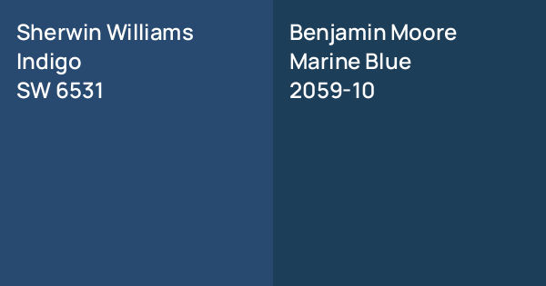 Sherwin Williams Indigo vs. Benjamin Moore Marine Blue comparison