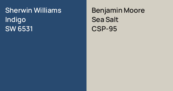 Sherwin Williams Indigo vs. Benjamin Moore Sea Salt comparison