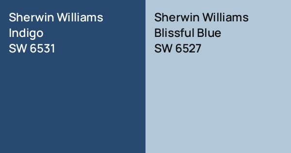 Sherwin Williams Indigo vs. Sherwin Williams Blissful Blue comparison
