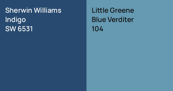 Sherwin Williams Indigo vs. Little Greene Blue Verditer comparison