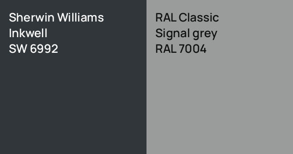 Sherwin Williams Inkwell vs. RAL Classic Signal grey comparison
