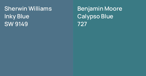 Sherwin Williams Inky Blue vs. Benjamin Moore Calypso Blue comparison