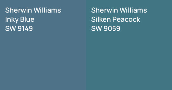Sherwin Williams Inky Blue vs. Sherwin Williams Silken Peacock comparison