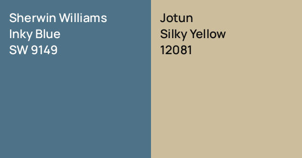 Sherwin Williams Inky Blue vs. Jotun Silky Yellow comparison