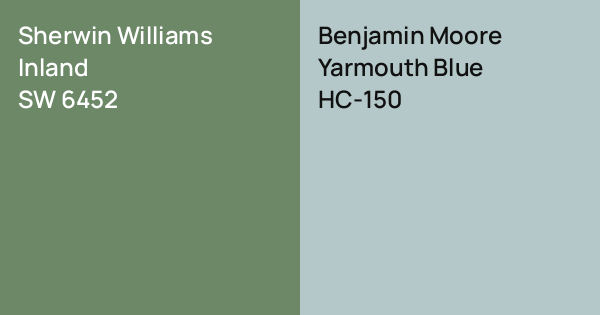 Sherwin Williams Inland vs. Benjamin Moore Yarmouth Blue comparison