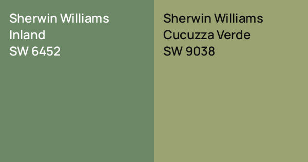 Sherwin Williams Inland vs. Sherwin Williams Cucuzza Verde comparison
