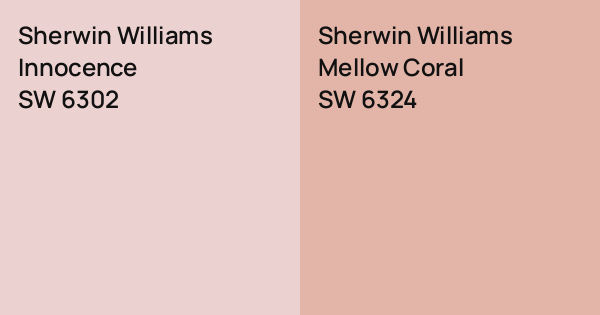 Sherwin Williams Innocence vs. Sherwin Williams Mellow Coral comparison