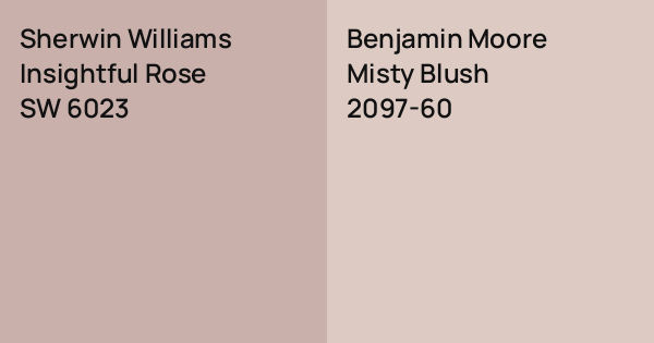 Sherwin Williams Insightful Rose vs. Benjamin Moore Misty Blush comparison