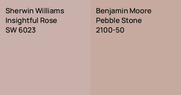Sherwin Williams Insightful Rose vs. Benjamin Moore Pebble Stone comparison