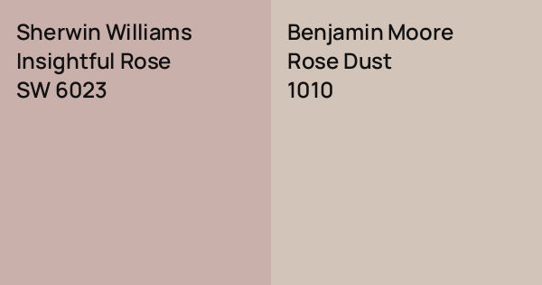 Sherwin Williams Insightful Rose vs. Benjamin Moore Rose Dust comparison