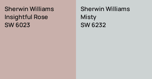 Sherwin Williams Insightful Rose vs. Sherwin Williams Misty comparison