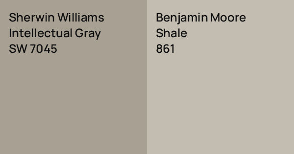 Sherwin Williams Intellectual Gray vs. Benjamin Moore Shale comparison