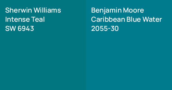 Sherwin Williams Intense Teal vs. Benjamin Moore Caribbean Blue Water comparison