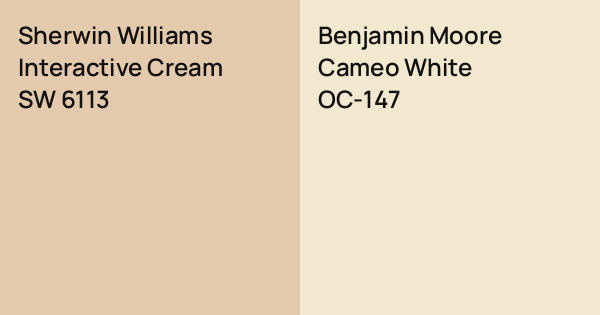 Sherwin Williams Interactive Cream vs. Benjamin Moore Cameo White ...