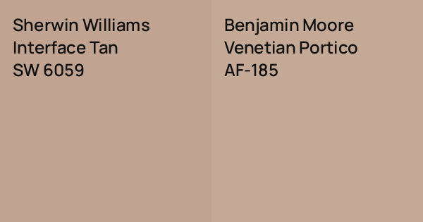 Sherwin Williams Interface Tan vs. Benjamin Moore Venetian Portico ...