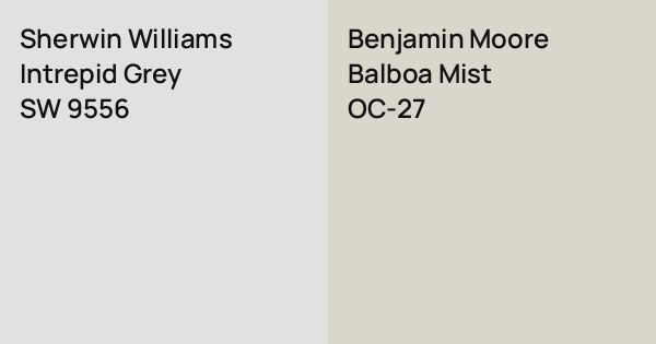 Sherwin Williams Intrepid Grey vs. Benjamin Moore Balboa Mist comparison