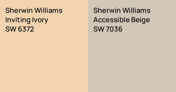 Sherwin Williams Inviting Ivory vs. Sherwin Williams Accessible Beige ...