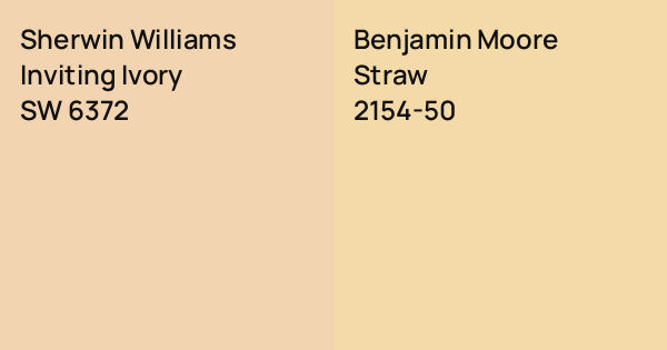 Sherwin Williams Inviting Ivory vs. Benjamin Moore Straw comparison