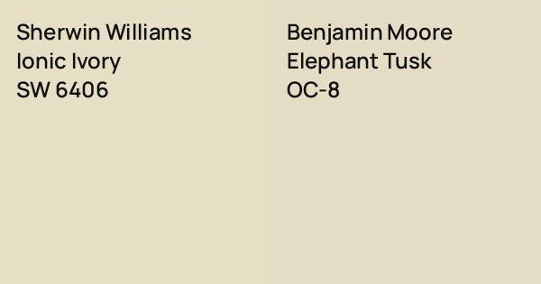 Sherwin Williams Ionic Ivory vs. Benjamin Moore Elephant Tusk comparison