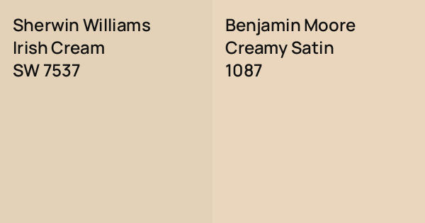 Sherwin Williams Irish Cream vs. Benjamin Moore Creamy Satin comparison