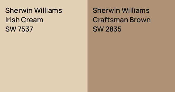 Sherwin Williams Irish Cream vs. Sherwin Williams Craftsman Brown ...
