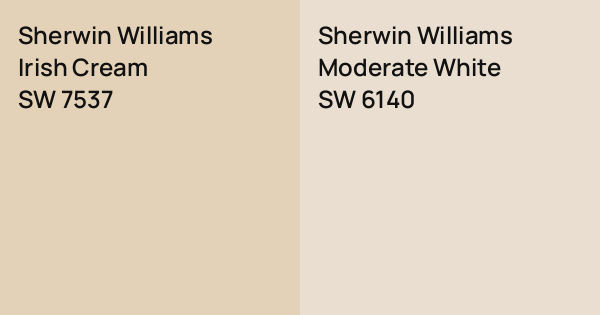 Sherwin Williams Irish Cream vs. Sherwin Williams Moderate White comparison