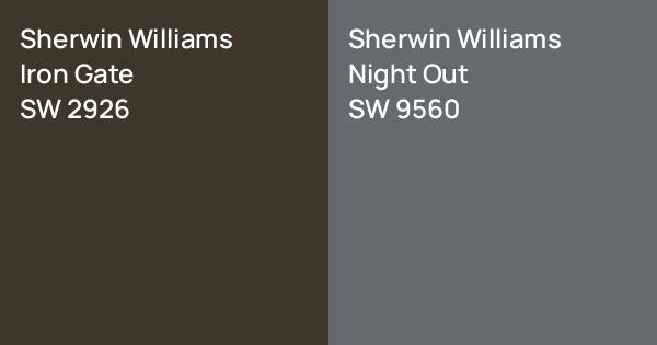 Sherwin Williams Iron Gate vs. Sherwin Williams Night Out comparison
