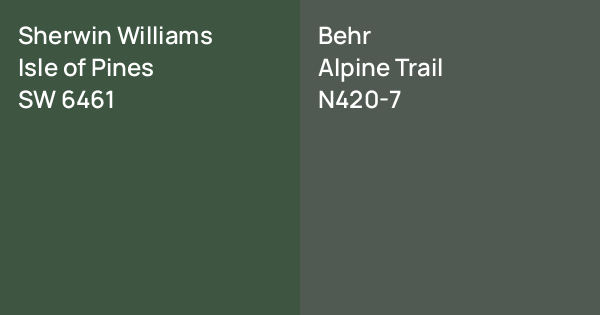 Sherwin Williams Isle of Pines vs. Behr Alpine Trail comparison