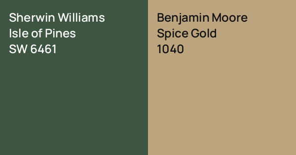 Sherwin Williams Isle of Pines vs. Benjamin Moore Spice Gold comparison