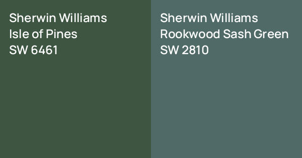Sherwin Williams Isle of Pines vs. Sherwin Williams Rookwood Sash Green ...