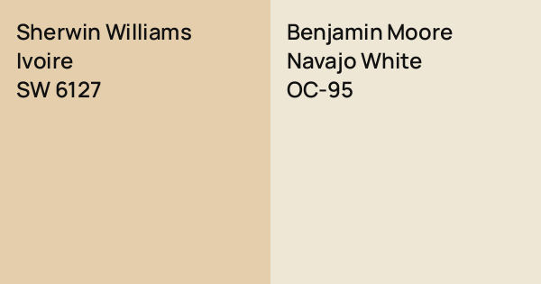 Sherwin Williams Ivoire vs. Benjamin Moore Navajo White comparison