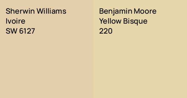 Sherwin Williams Ivoire vs. Benjamin Moore Yellow Bisque comparison