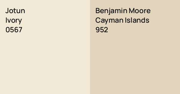 Jotun Ivory vs. Benjamin Moore Cayman Islands comparison