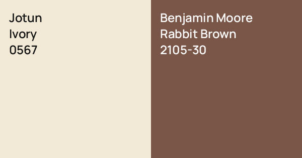 Jotun Ivory vs. Benjamin Moore Rabbit Brown comparison