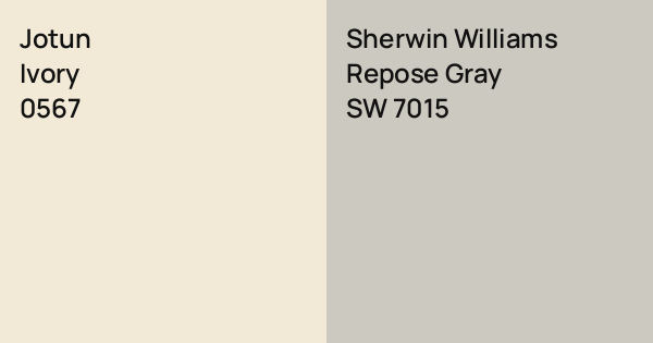 Jotun Ivory vs. Sherwin Williams Repose Gray comparison