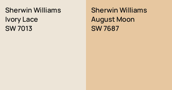Sherwin Williams Ivory Lace vs. Sherwin Williams August Moon comparison