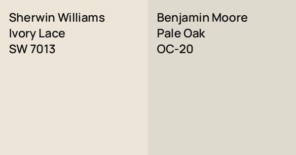 Sherwin Williams Ivory Lace vs. Benjamin Moore Pale Oak comparison
