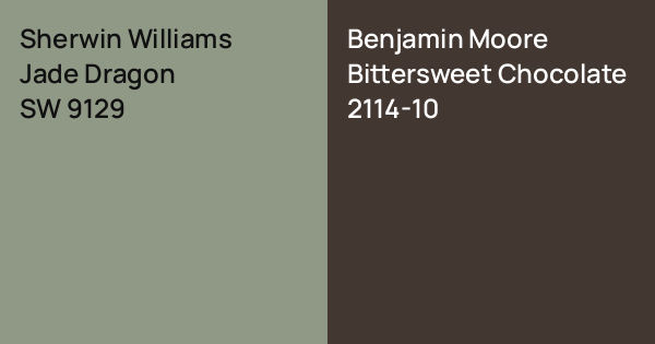 Sherwin Williams Jade Dragon vs. Benjamin Moore Bittersweet Chocolate ...