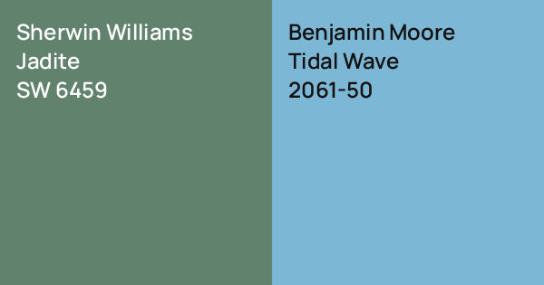 Sherwin Williams Jadite vs. Benjamin Moore Tidal Wave comparison