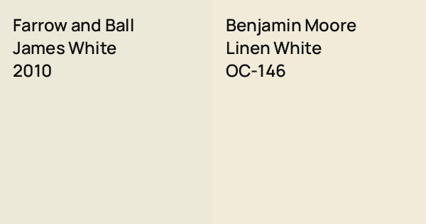 Farrow and Ball James White vs. Benjamin Moore Linen White comparison