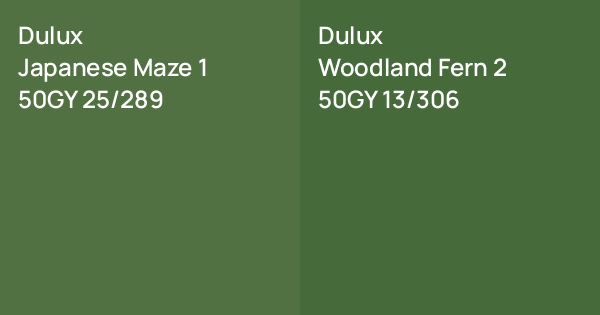 Dulux Japanese Maze 1 vs. Dulux Woodland Fern 2 comparison