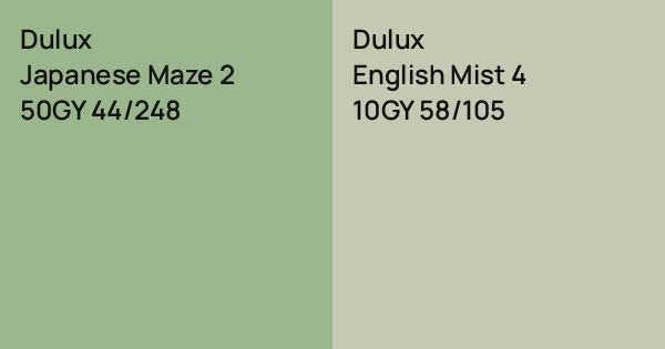 Dulux Japanese Maze 2 vs. Dulux English Mist 4 comparison