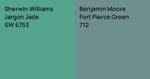 Sherwin Williams Jargon Jade vs. Benjamin Moore Fort Pierce Green ...