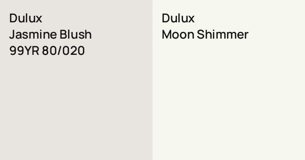 Dulux Jasmine Blush vs. Dulux Moon Shimmer comparison