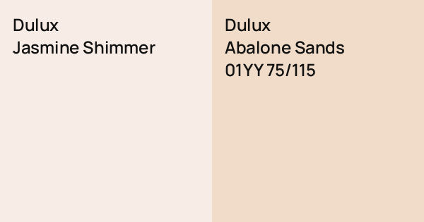 Dulux Jasmine Shimmer vs. Dulux Abalone Sands comparison