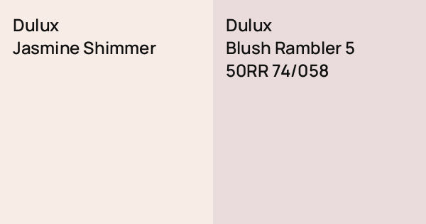 Dulux Jasmine Shimmer vs. Dulux Blush Rambler 5 comparison